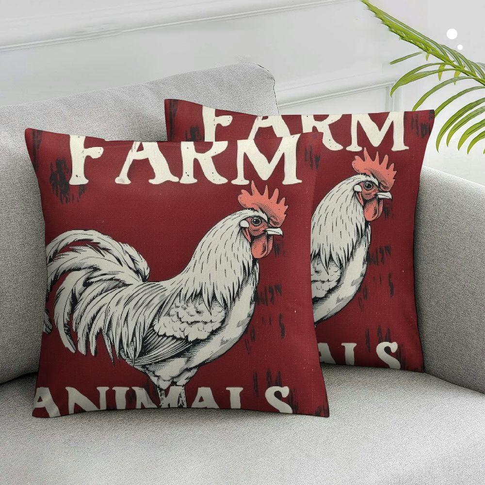 PIKWEEK Waterproof Pillow Covers for Outdoor/Indoor,Farm Rooster Red ...