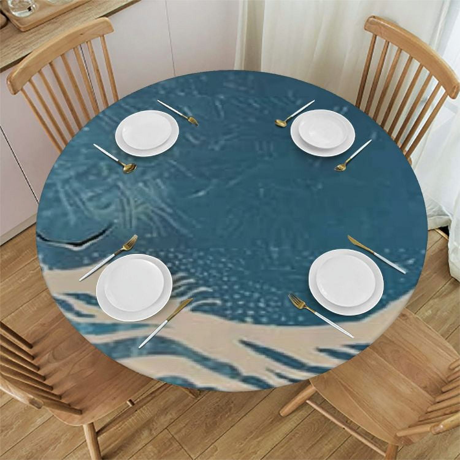 PIKWEEK Waterproof Round Tablecloth Abstract Color Blocks Shapes ...