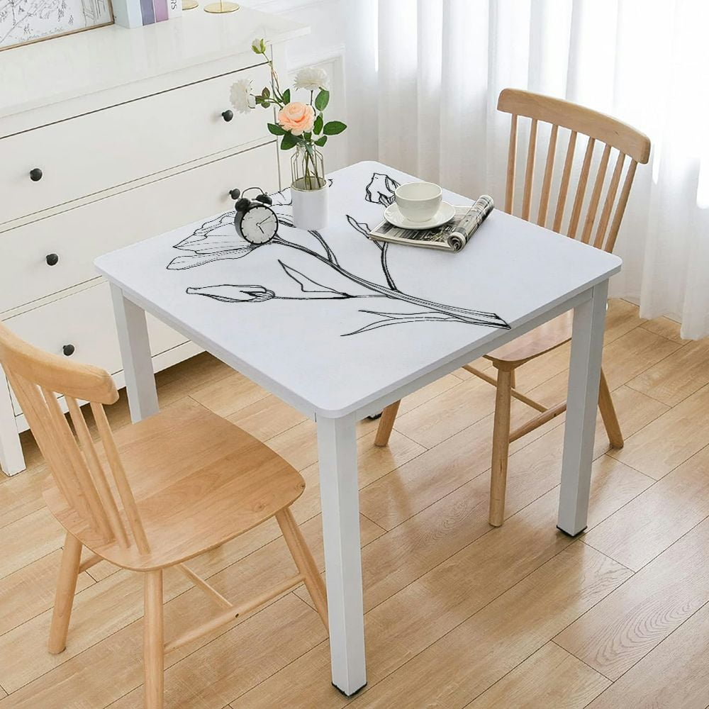 PIKWEEK Waterproof Square Tablecloth Minimalist Line Art Abstract ...