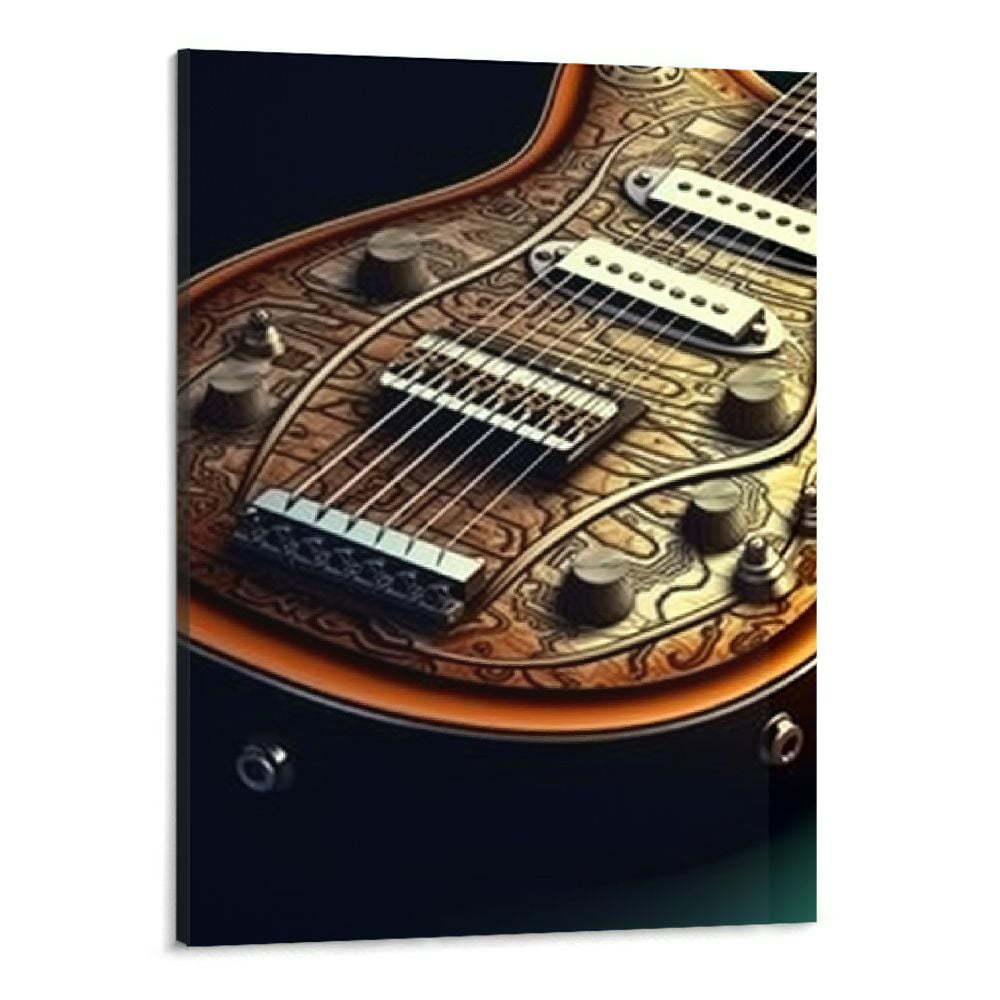 Wuche Wooden Large 5 Piece Canvas Wall Art Abstract Guitar Music ...