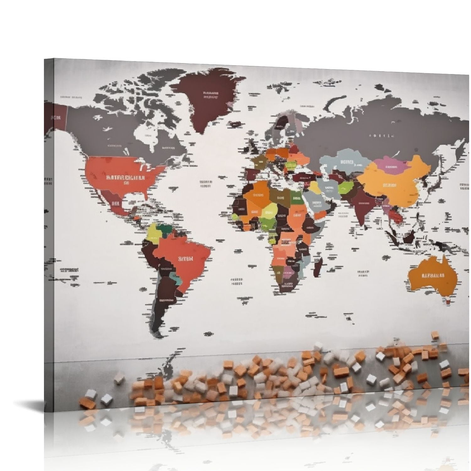 PIKWEEK World Map Wall Decoration for Bedroom Office Wall Art Print ...