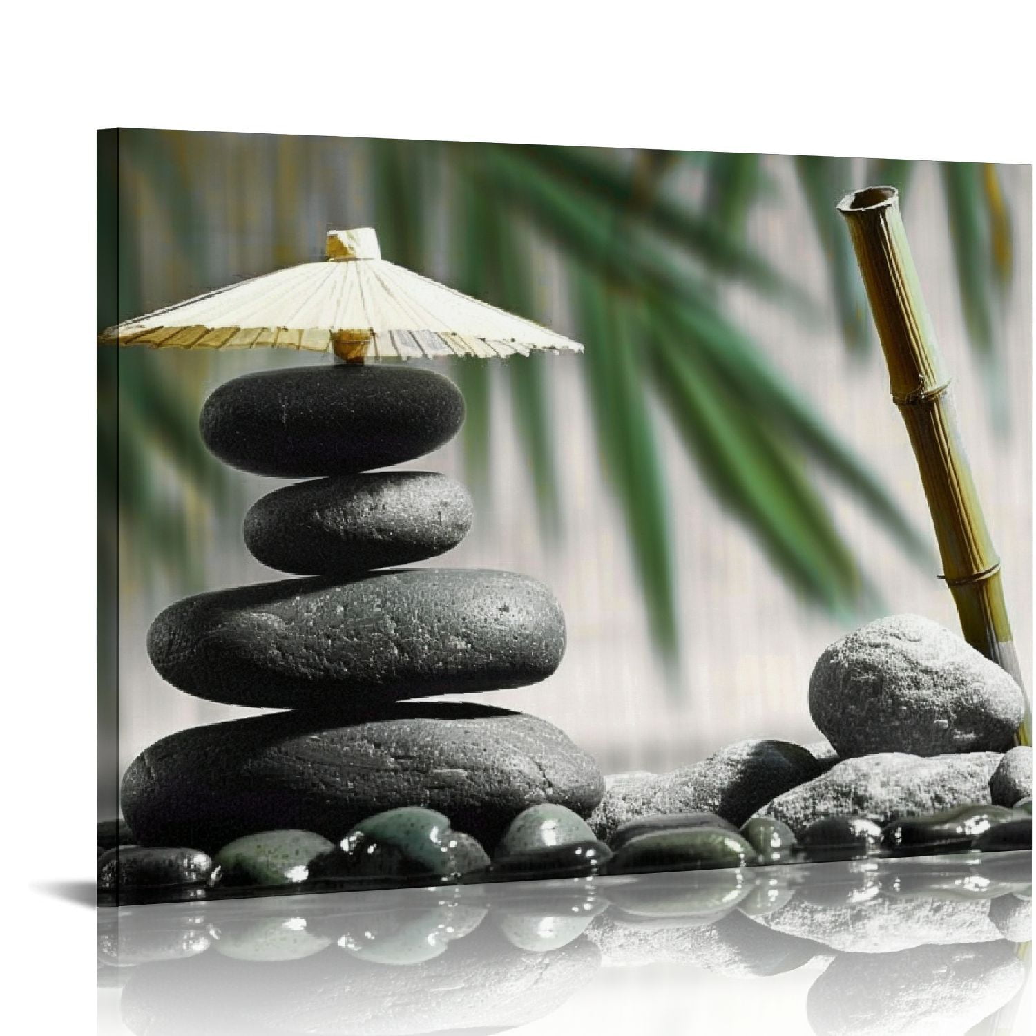 PIKWEEK Zen Canvas Wall Art Still life with Bamboo Stone - Modern ...