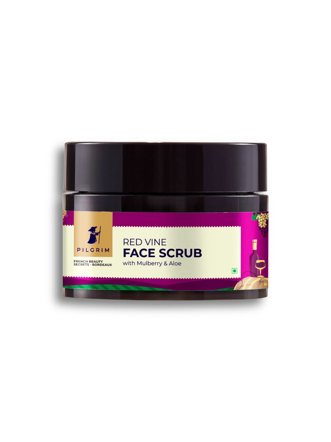 PILGRIM French Red Vine Face Scrub with Mulberry Extract Aloe for Glowing Skin Tan Removal ...