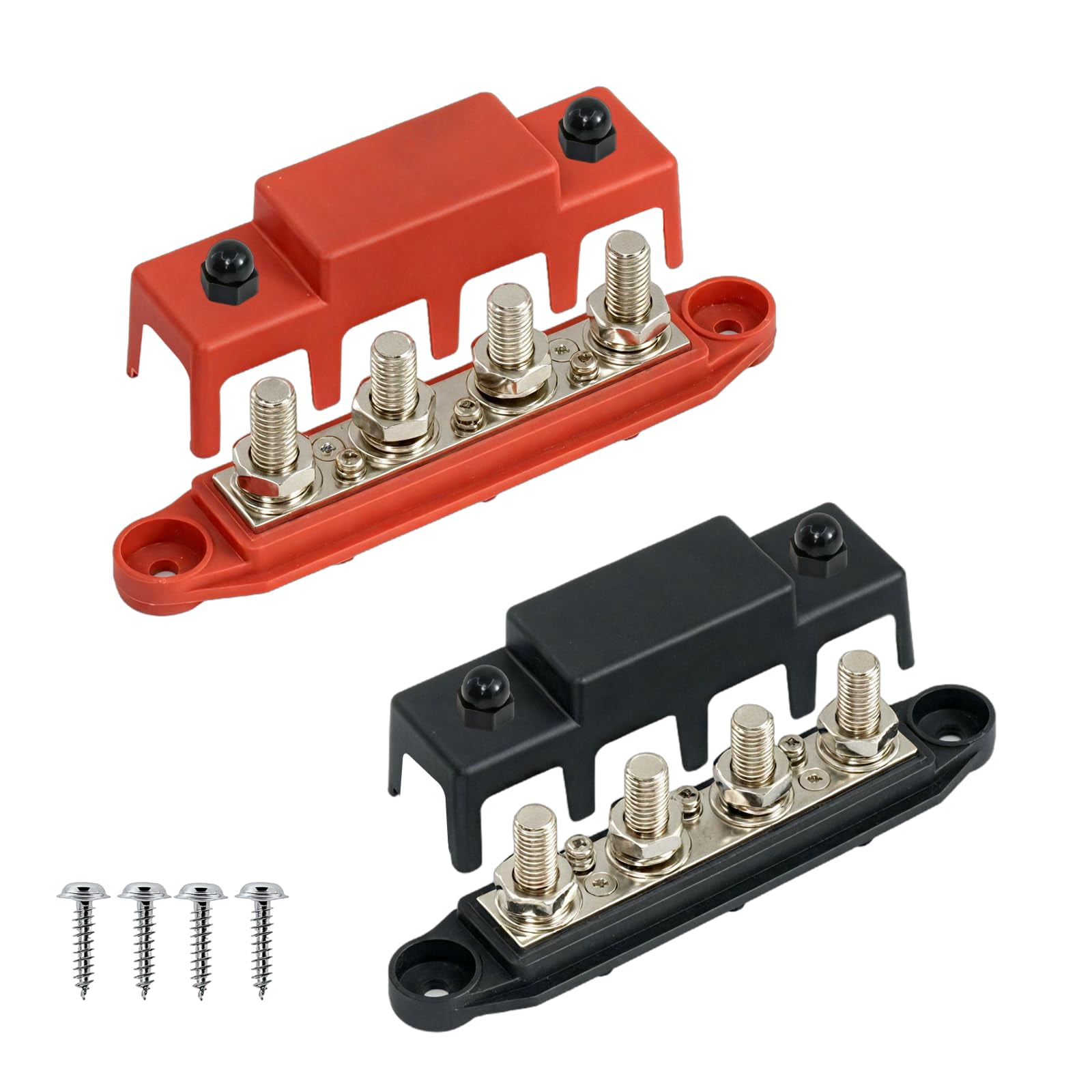 PILISPARK Bus Bar 12V 250A Power Distribution Block 4 x 3/8" Studs 12 Volt Automotive Marine ...