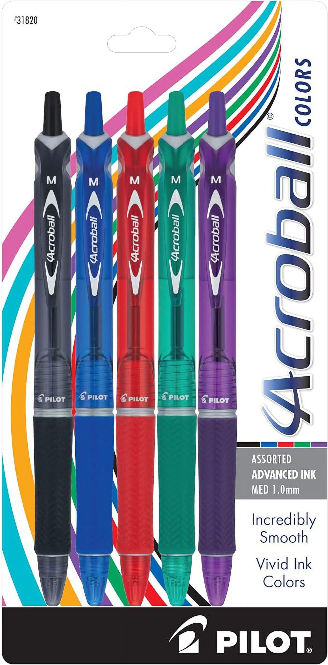 PILOT Acroball Colors Advanced Ink Refillable & Retractable Ball Point ...