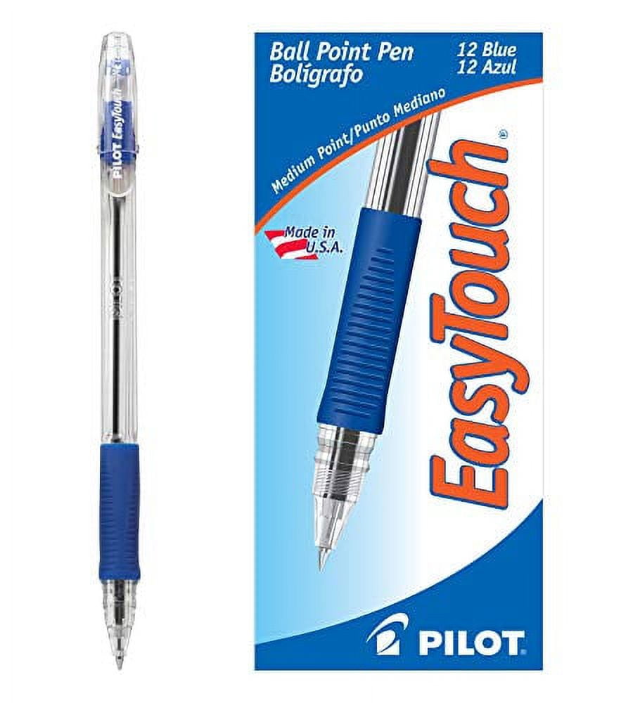 PILOT EasyTouch Ballpoint Stick Pens, Medium Point, Blue Ink, 12-Pack ...