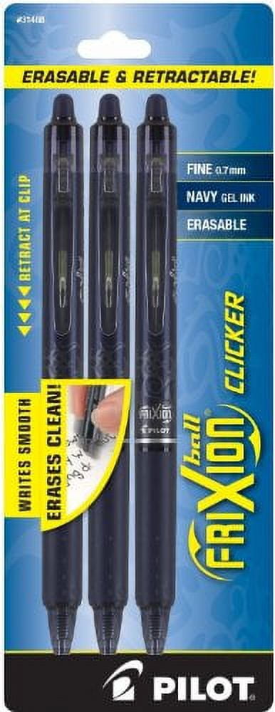PILOT FriXion Clicker Erasable, Refillable & Retractable Gel Ink Pens, Fine Point, Navy Blue Ink ...