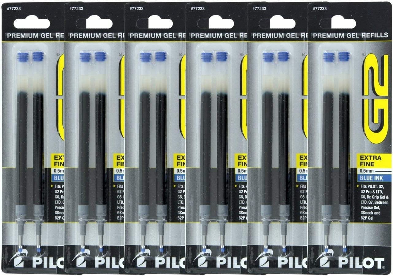 Pilot Gel Ink Refills, Extra Fine 0.5mm, Blue Ink, 2-Pack, Fits G2, Dr ...