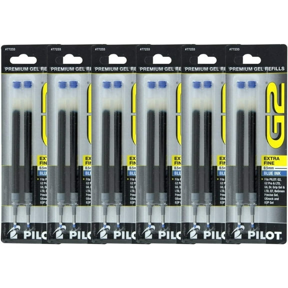 Pilot G2 Blue Ink Refills 0.7mm Fine, 6 Packs, 1 G2 07 Pen, 1 B2p Pen ...