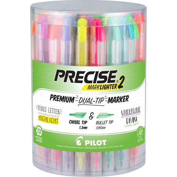 PILOT Precise Marklighter2 Premium Dual-Tip Highlighter, Chisel & Fine ...
