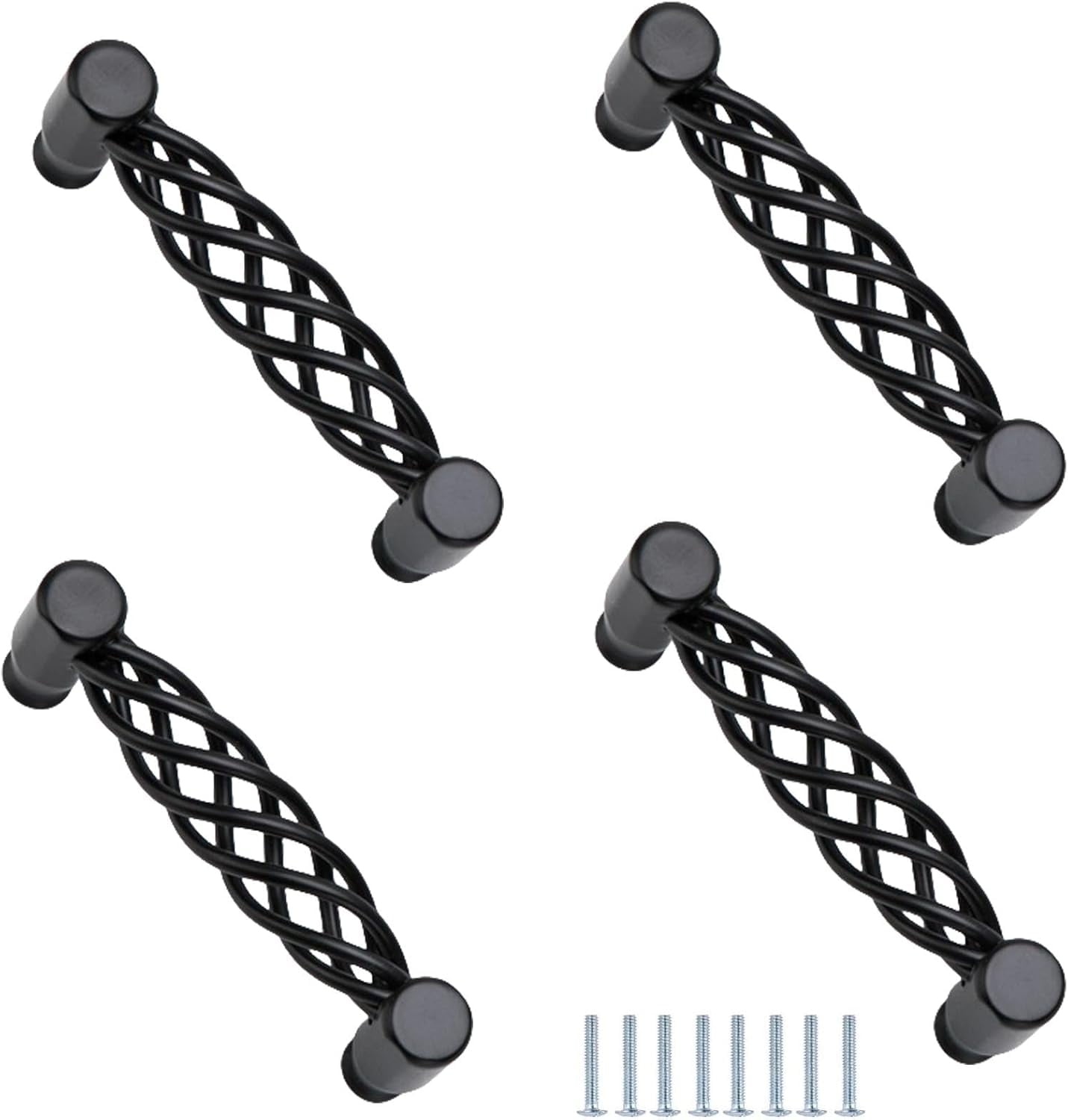 PILYON Cabinet Hardware 4 Pack Black Birdcage Handle Cabinet Door Knob ...