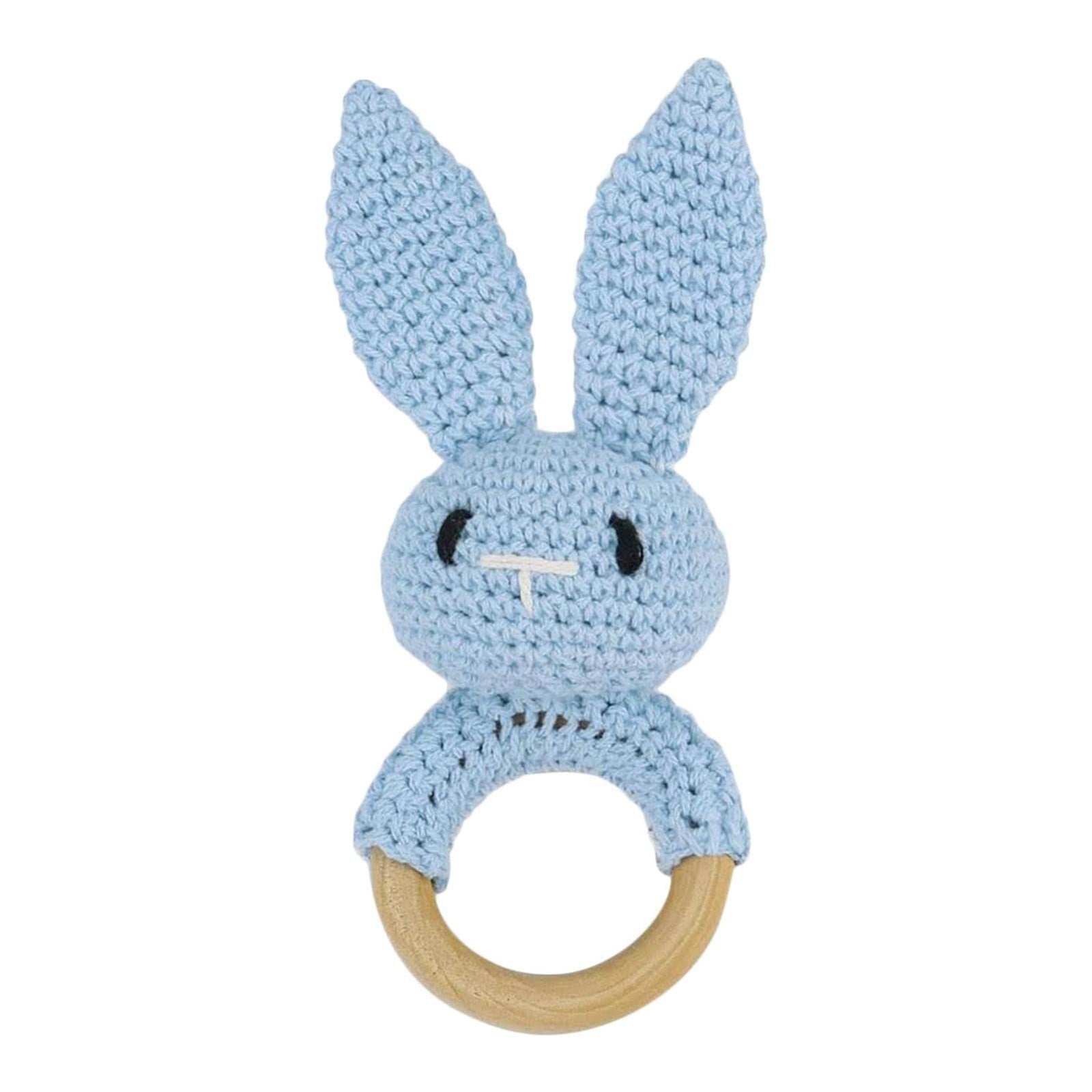 PIMOXV Baby Rattle Toys for Babies 0-6 Months Bunny Wooden Rattle for ...