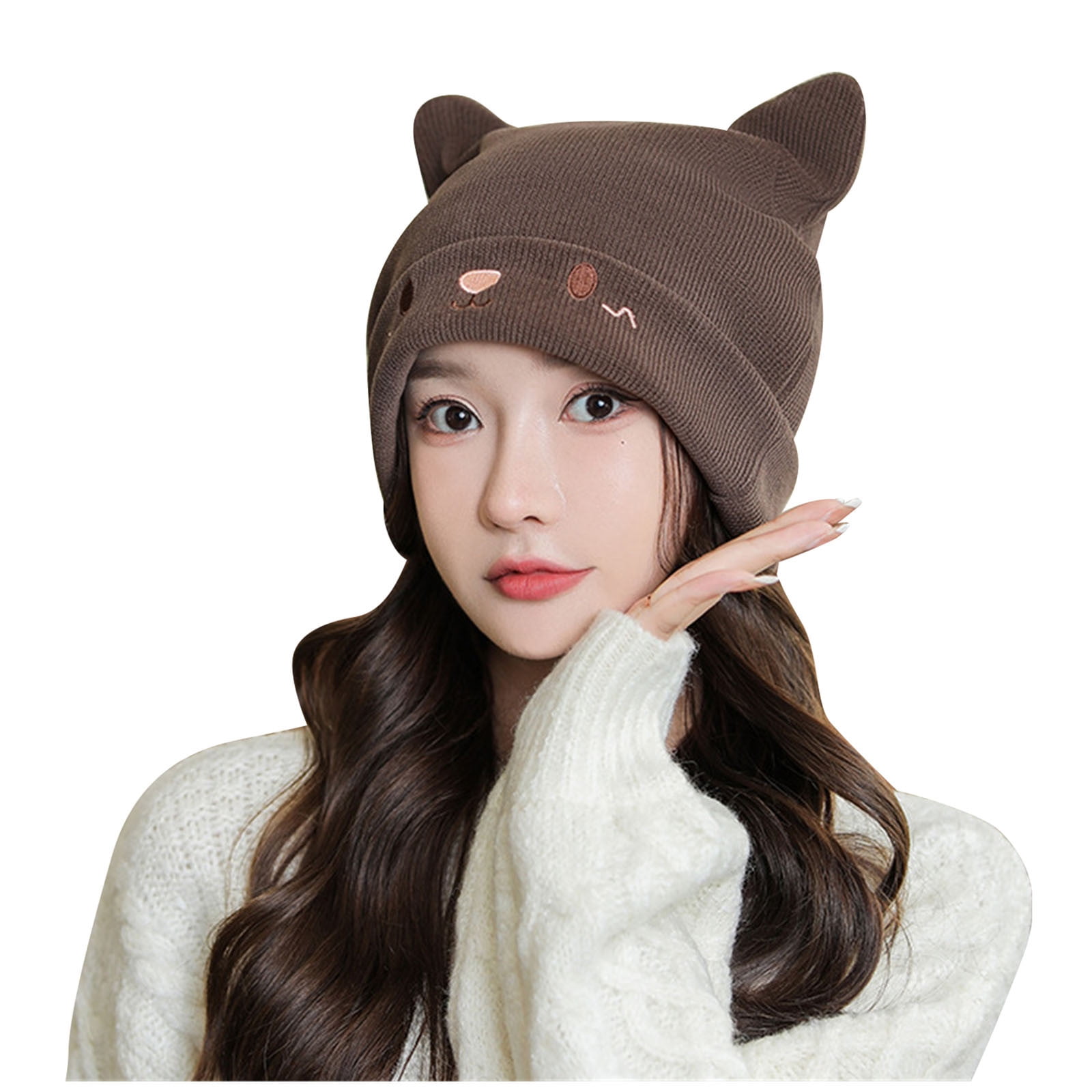 PIMOXV Unisex Warm Knitting Breathable Cat Ears Windproof Baggy Stretch ...
