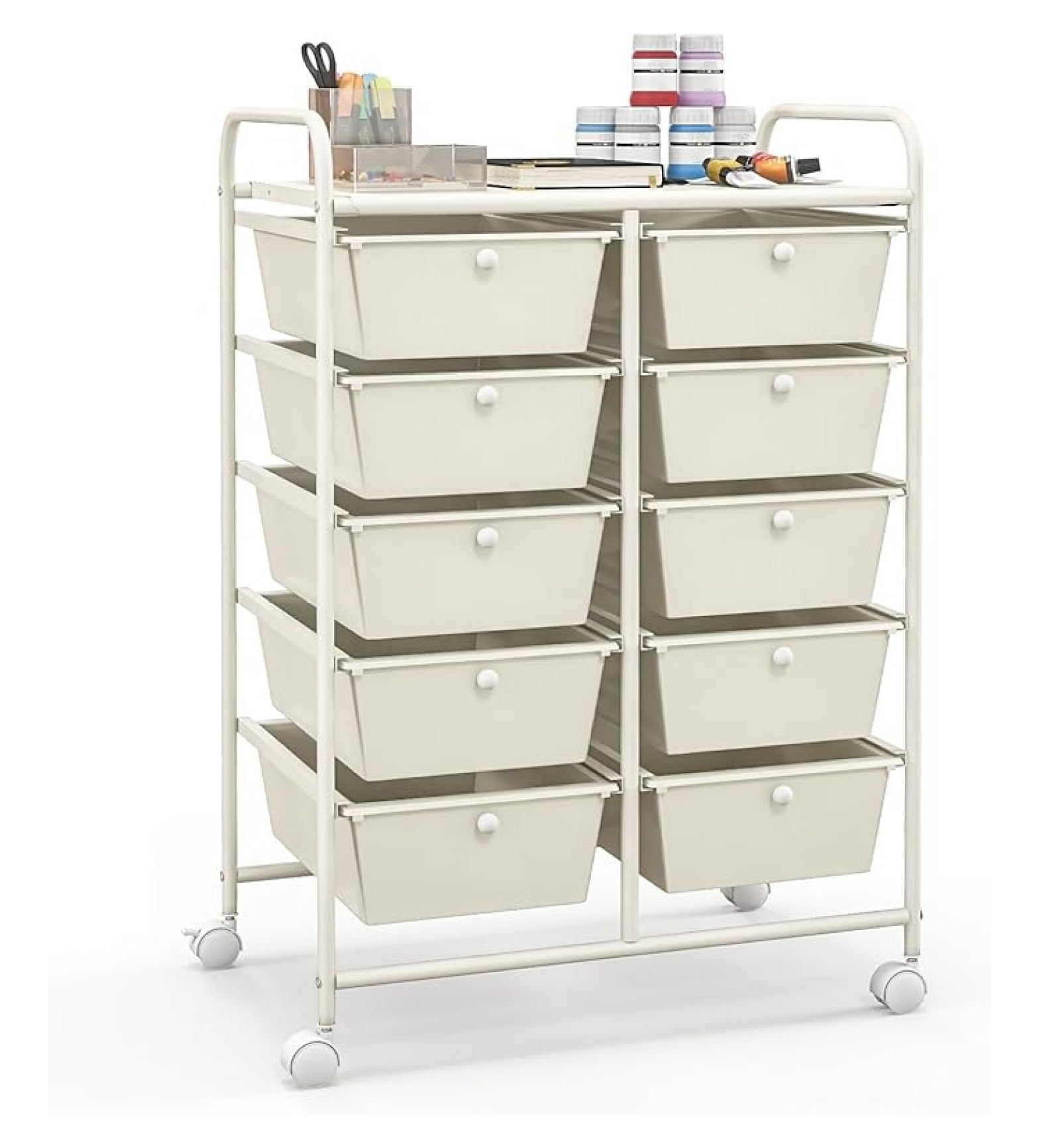 PINDEE 10 Drawers Rolling Cart, Classroom Organizers, Storage Cart with ...