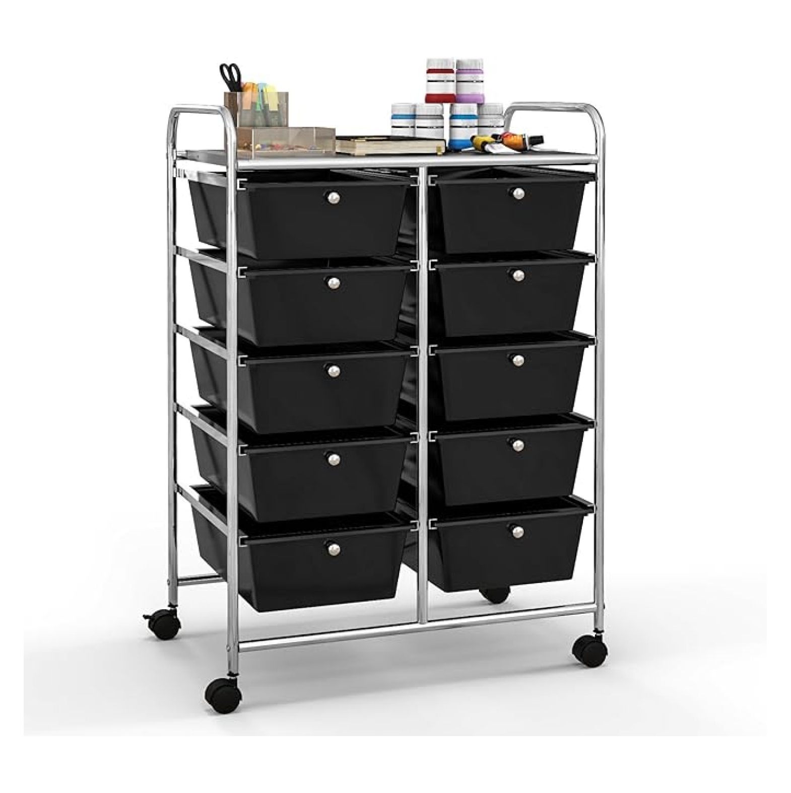 PINDEE 10 Drawers Rolling Cart, Classroom Organizers, Storage Cart with ...