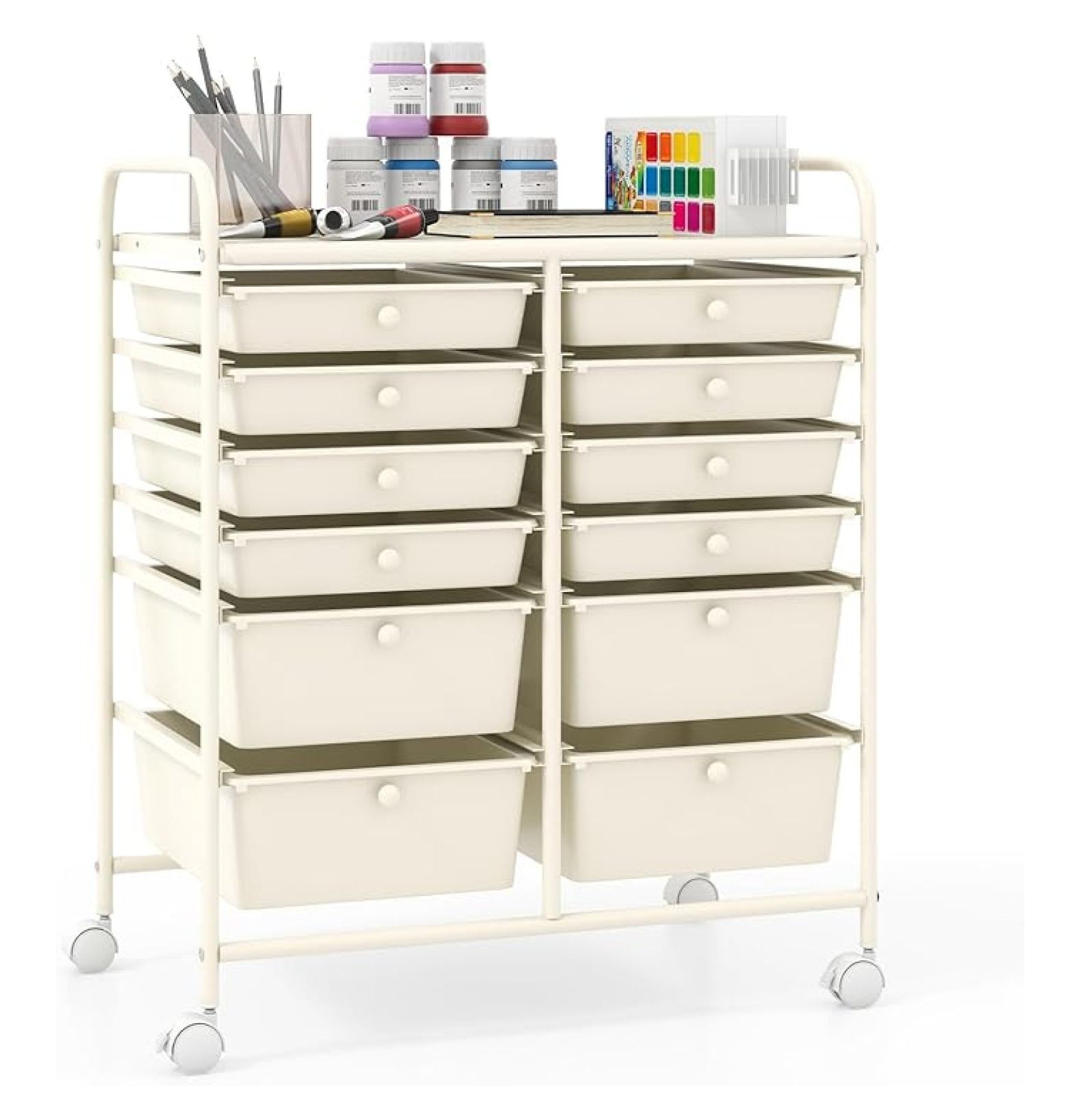 PINDEE 12 Drawers Rolling Storage Cart, Classroom Organizers with ...