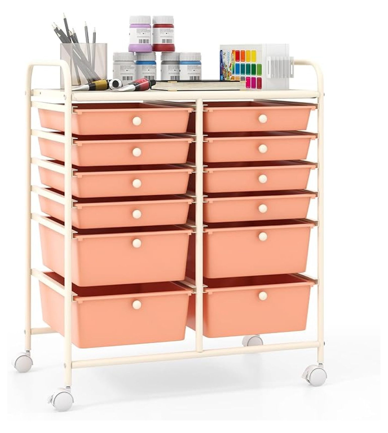 PINDEE 12 Drawers Rolling Storage Cart, Classroom Organizers with ...
