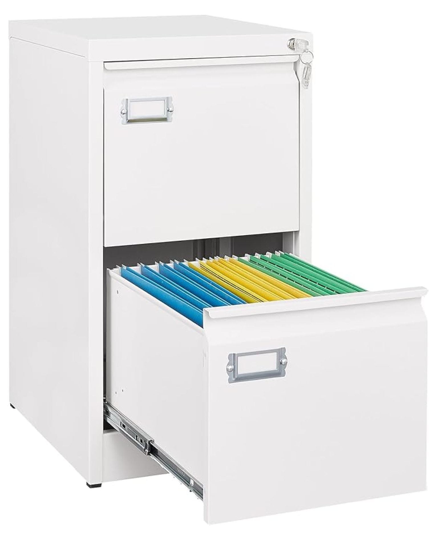 PINDEE 2 Drawer File Cabinet with Lock and Tag,Narrow Two Drawer Filing ...