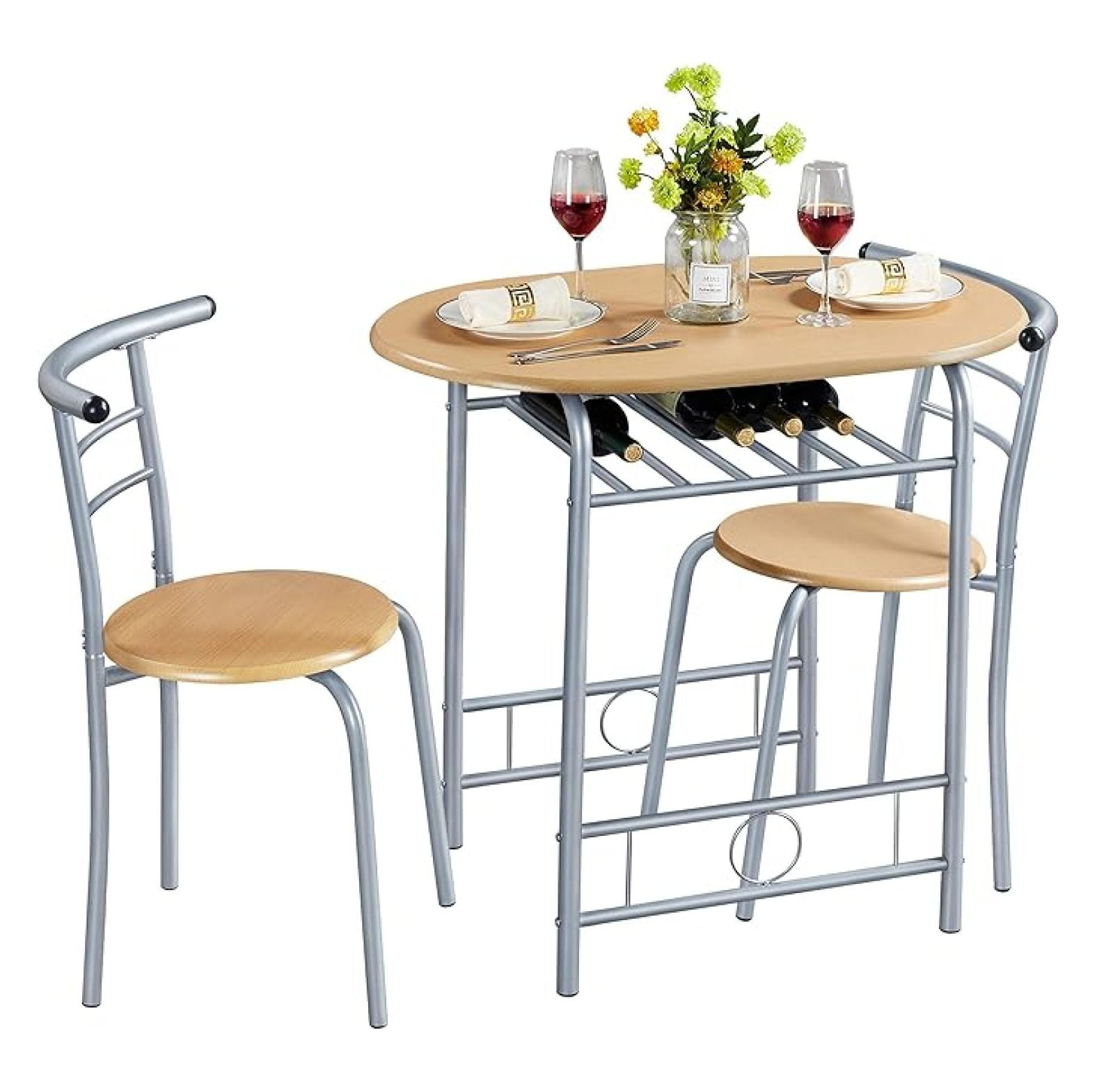 PINDEE 3 Piece Kitchen Table Set - Dining Table Sets for 2 - Compact ...