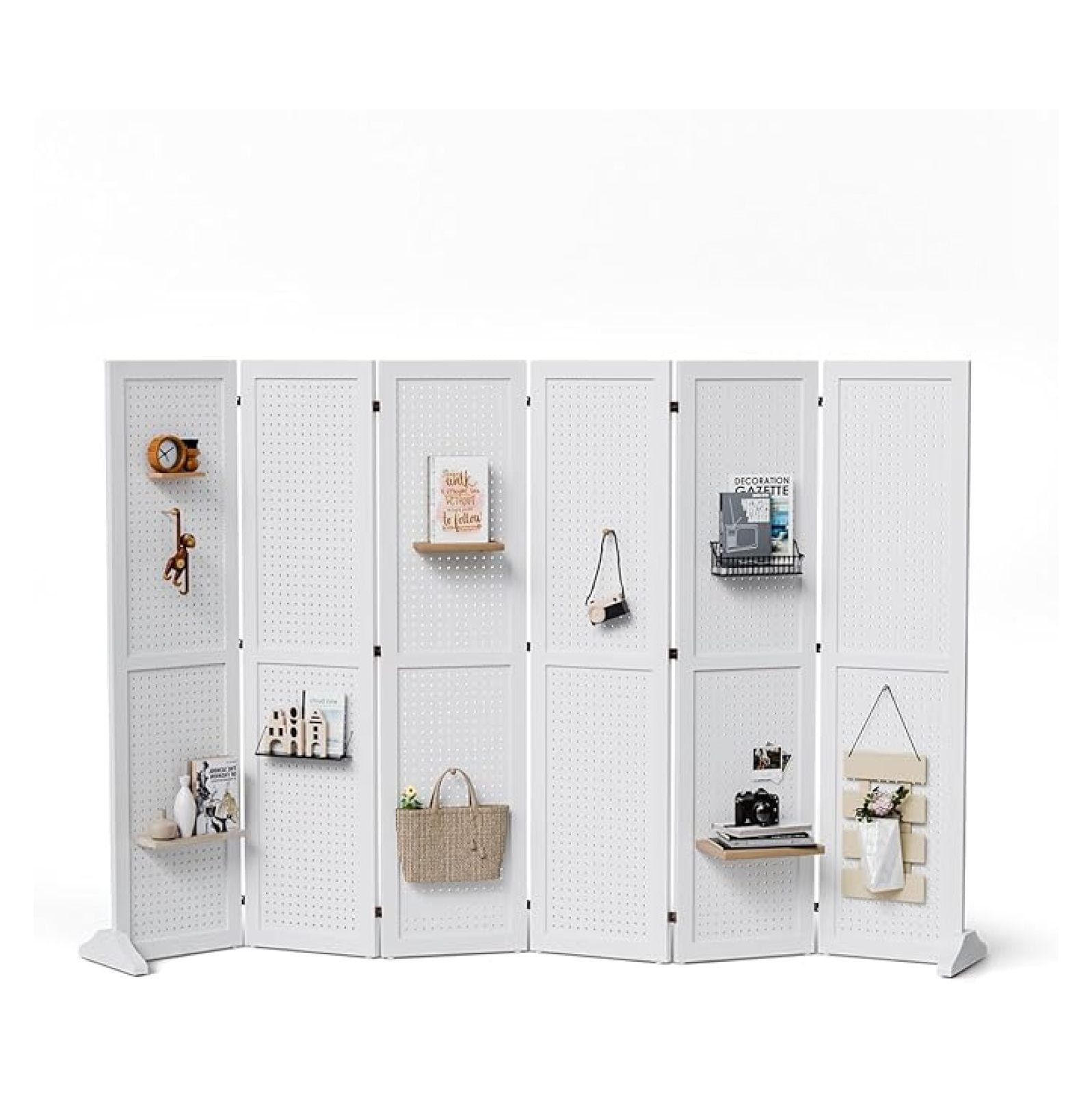 PINDEE 4/6 Panel Pegboard Freestanding, 5 FT Portable Display Board ...