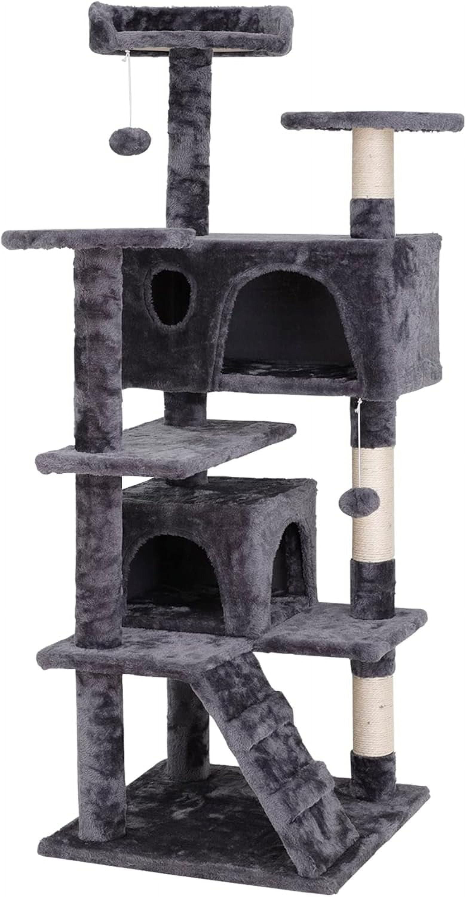 PINDEE 54 Inch Cat Tree, Indoor Cat Tower Condo, Multi-Level Cat House ...