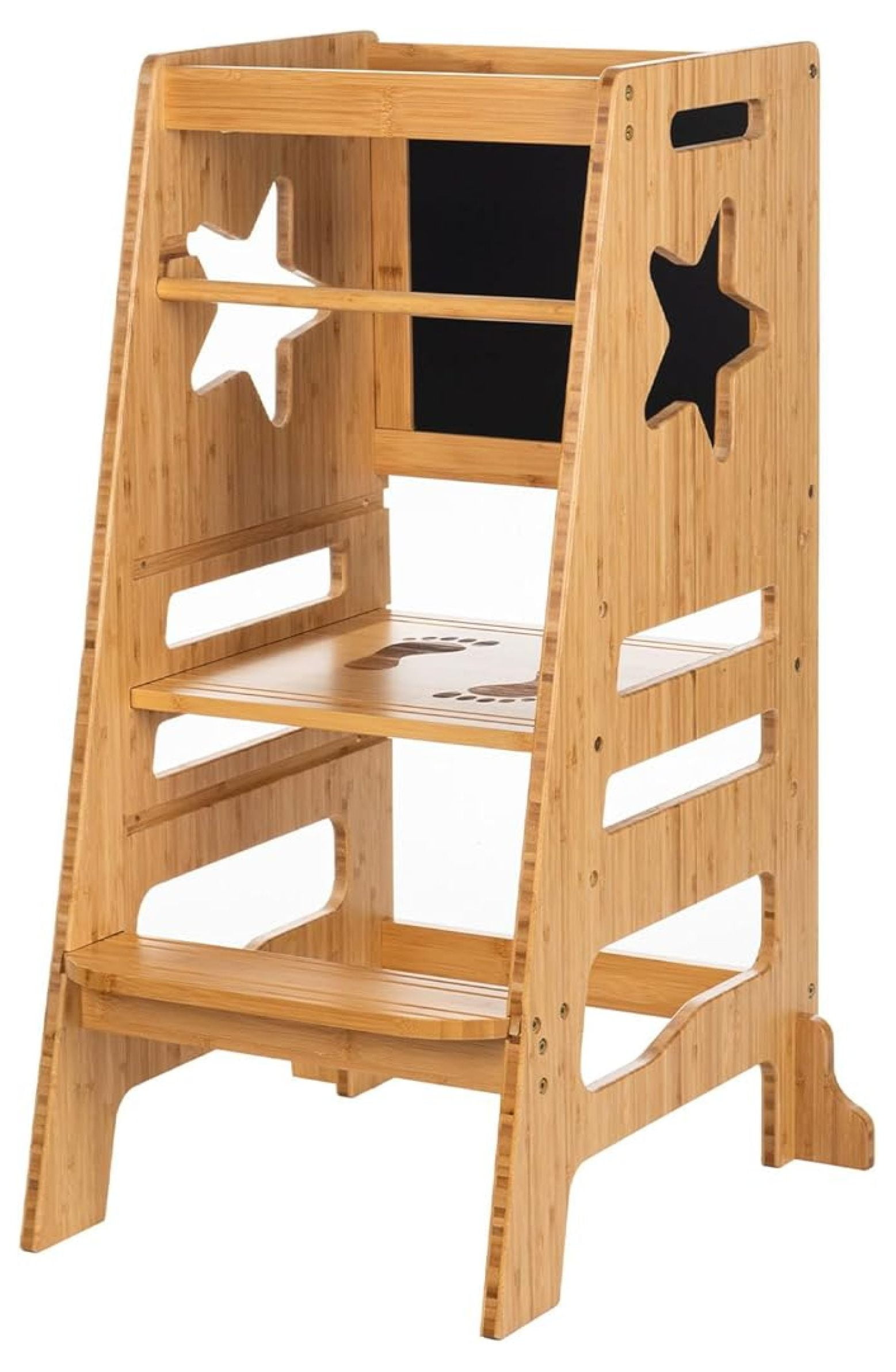 PINDEE Bamboo Height Adjustable Kids Kitchen Step Stool, Kids Learning ...