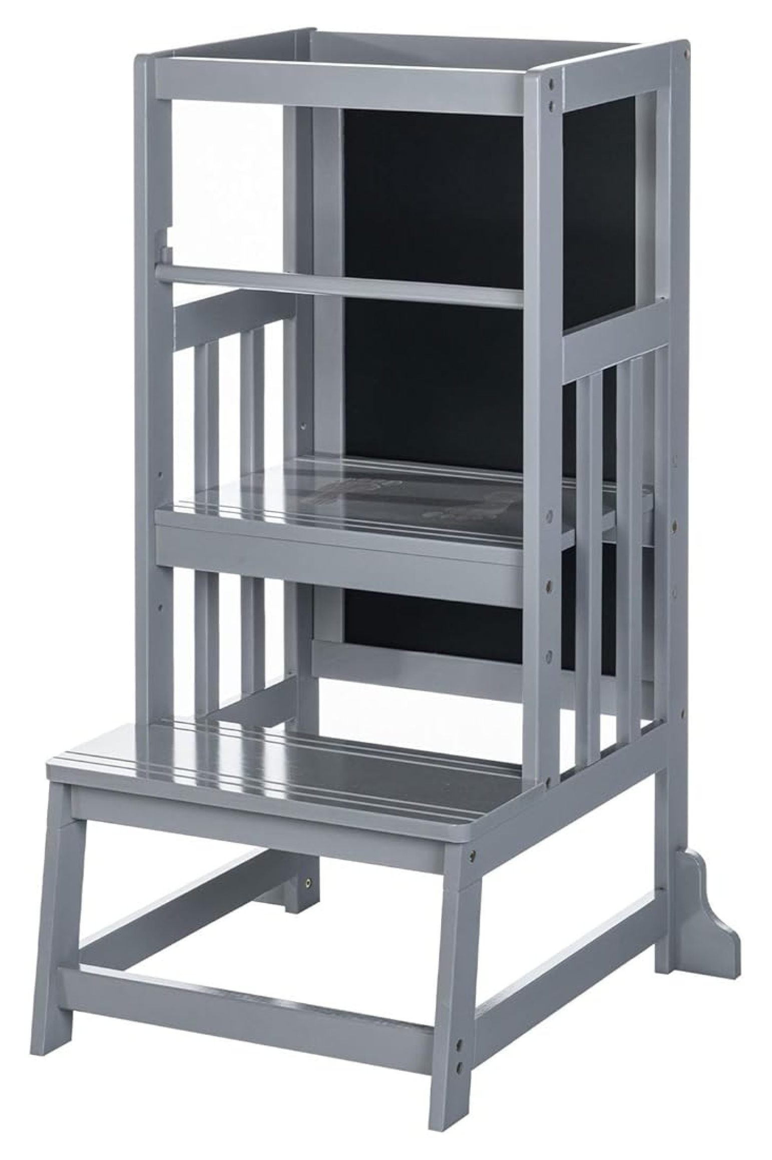 PINDEE Bamboo Kids Kitchen Helper Step Stool with Adjustable Height and ...