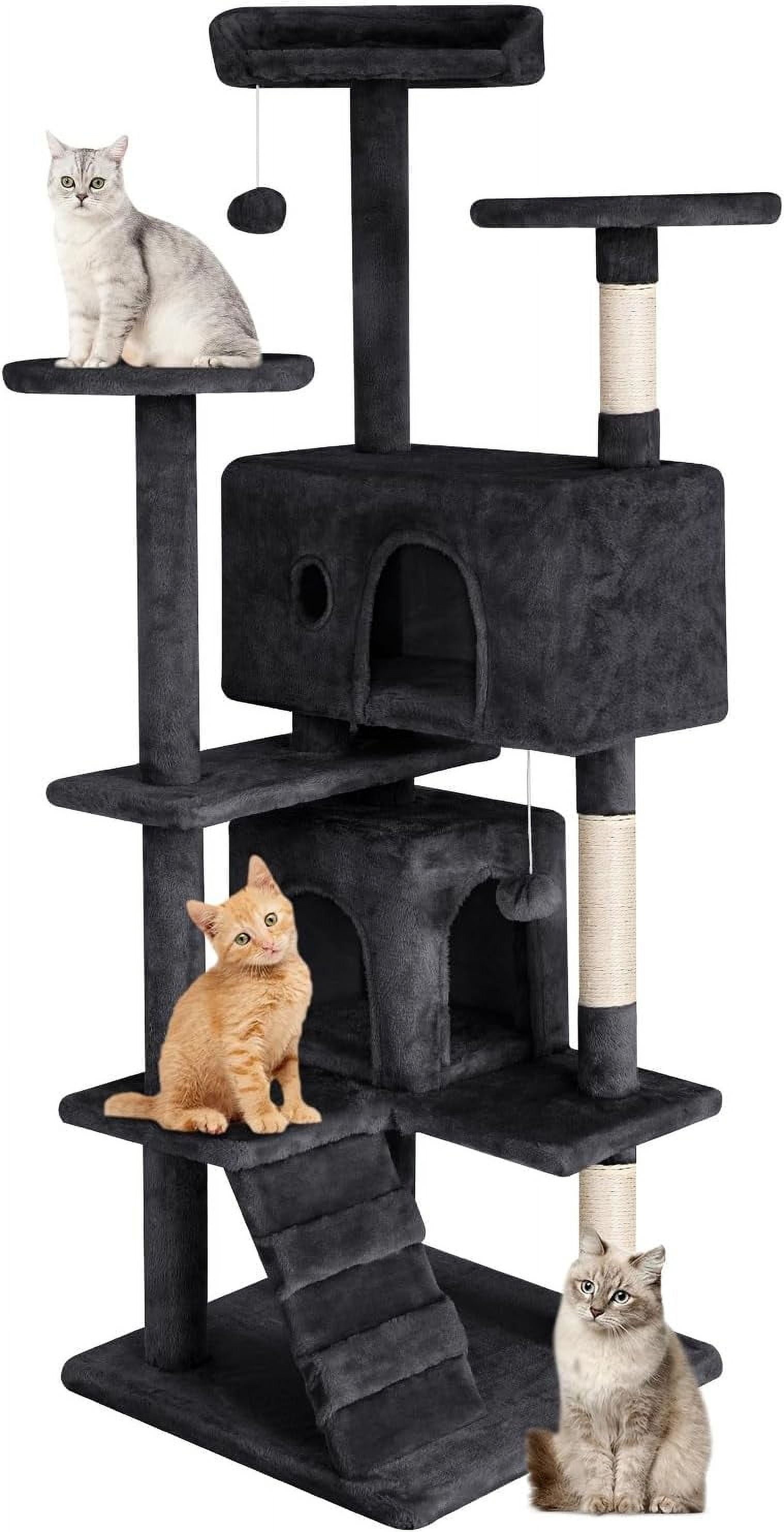 PINDEE Cat Tree 54in Cat Tower with Cat Scratching Post,Multi-Level Cat ...