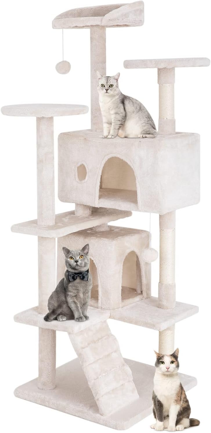 PINDEE Cat Tree 54in Cat Tower with Cat Scratching Post,Multi-Level Cat ...