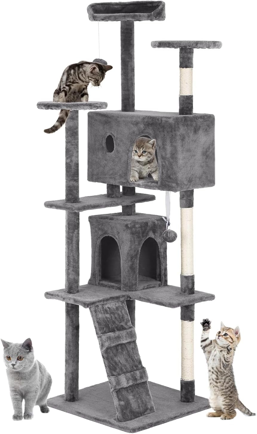 PINDEE Cat Tree 70in Cat Tower with Cat Scratching Post,Multi-Level Cat ...