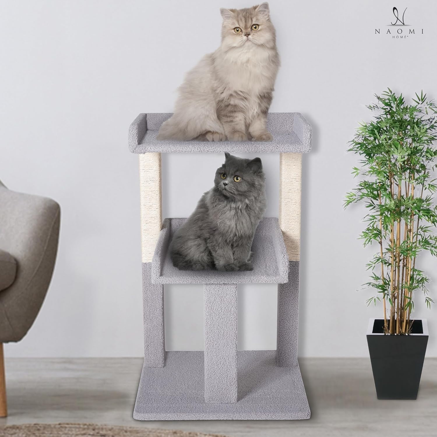 PINDEE Cat Tree Tower - 2 Tier Cat condo for Large Cats Tower with ...