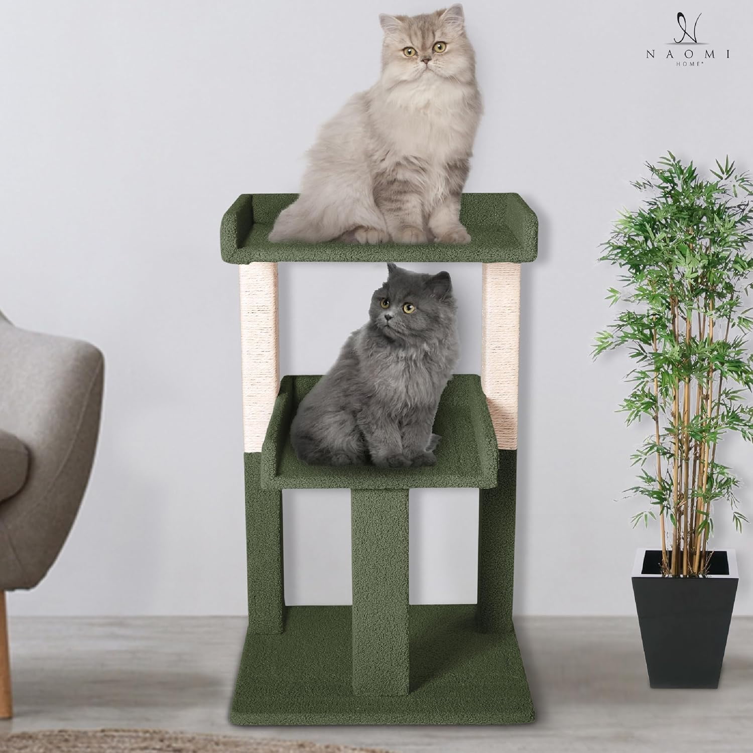 PINDEE Cat Tree Tower - 2 Tier Cat condo for Large Cats Tower with ...