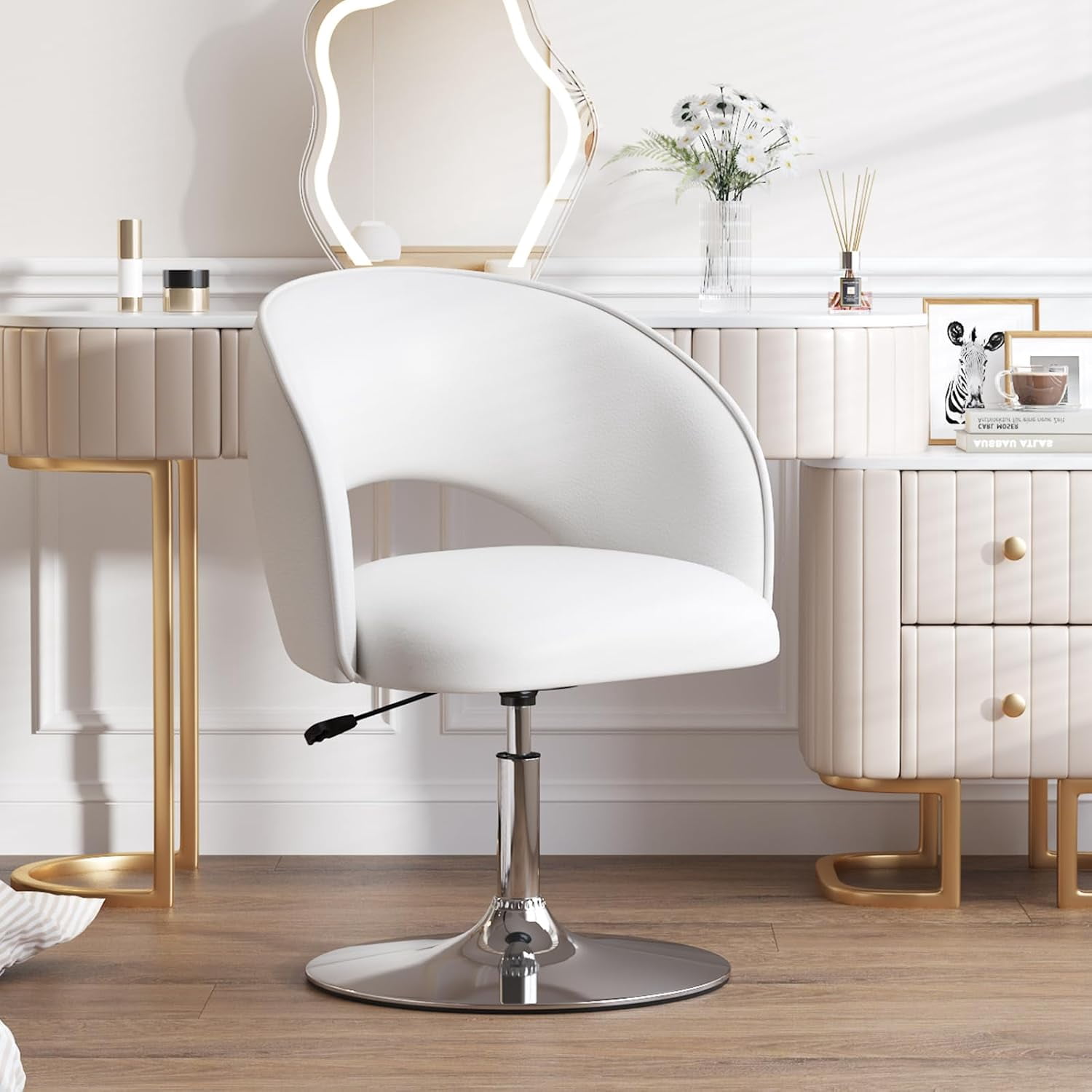 PINDEE Chair Contemporary Height Adjustable Round Velvet Back Tilt ...
