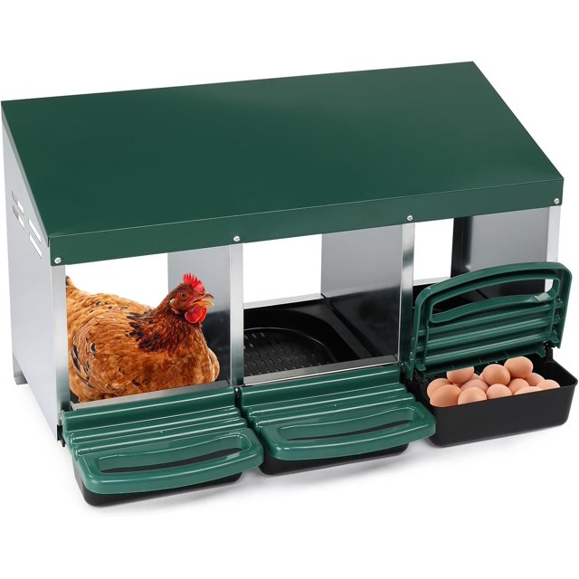 PINDEE Chicken Nesting Box, 3 Compartments Chicken Laying Box, Hanging ...
