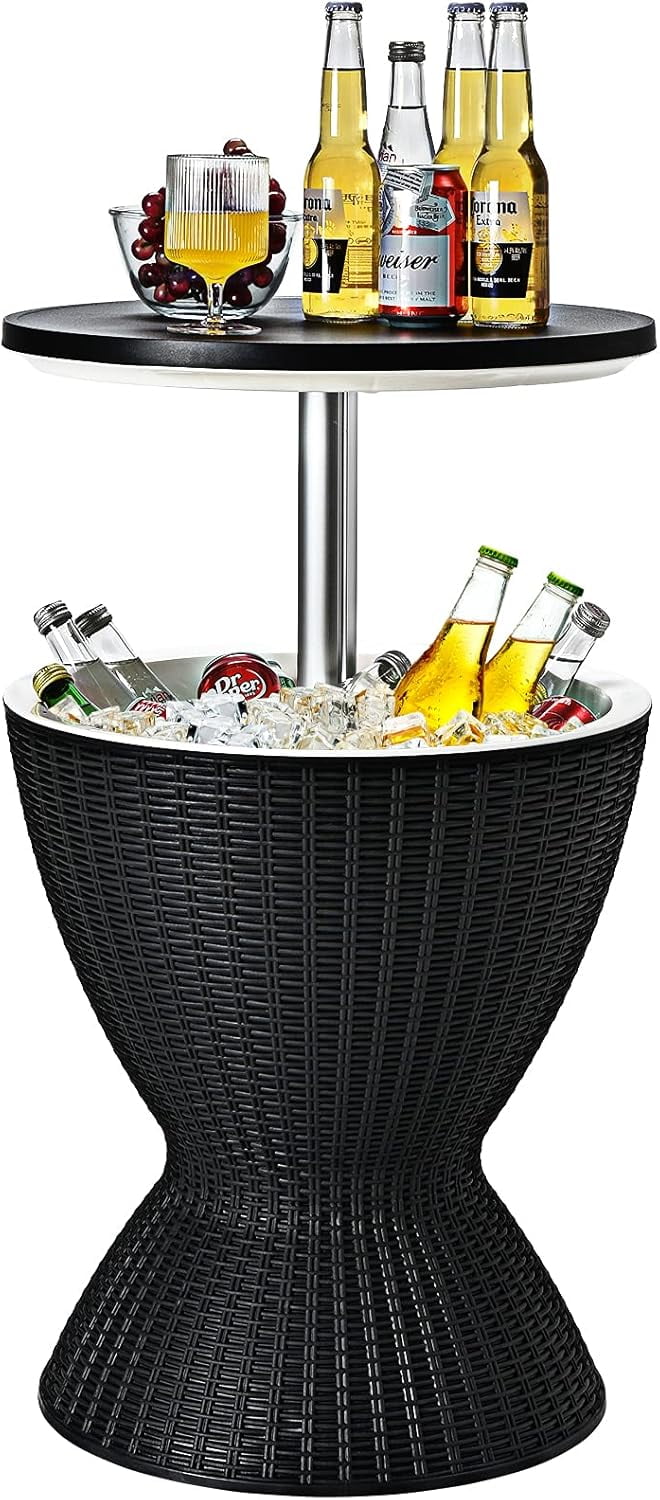 PINDEE Cool Bar Table, 8 Gallon Beer and Wine Cooler, Rattan Style ...