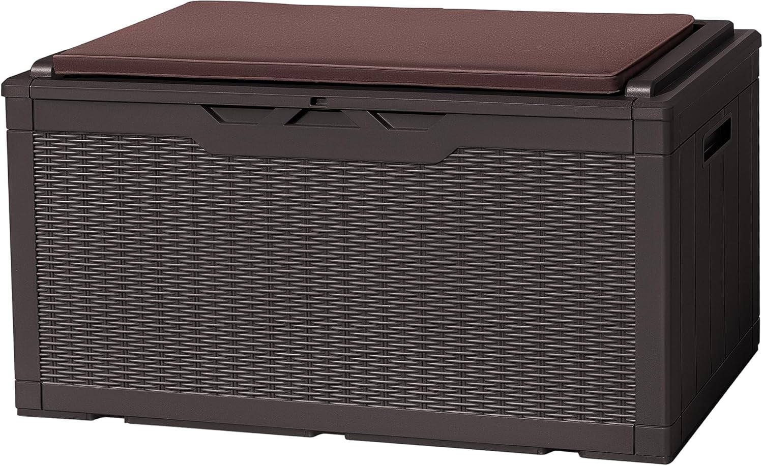 PINDEE Deck Box with Cushion 100 Gallon Waterproof Resin Storage Box ...