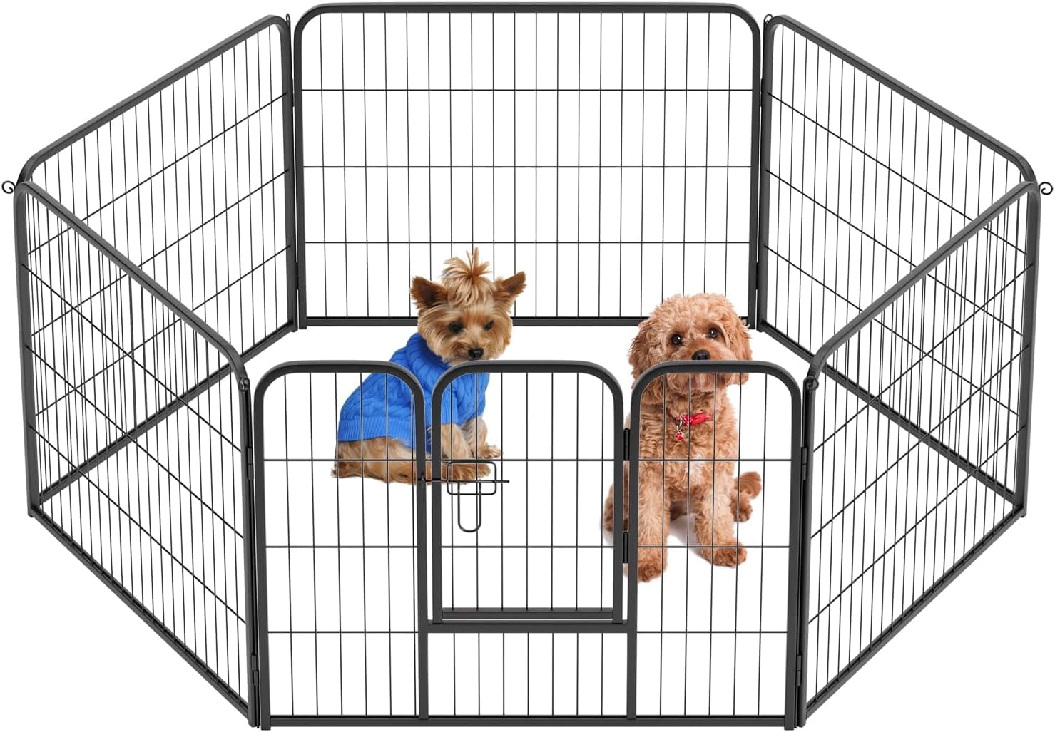 PINDEE Dog Playpen Indoor Metal Dog Pen Pet Dog Fence Outdoor Exercise ...