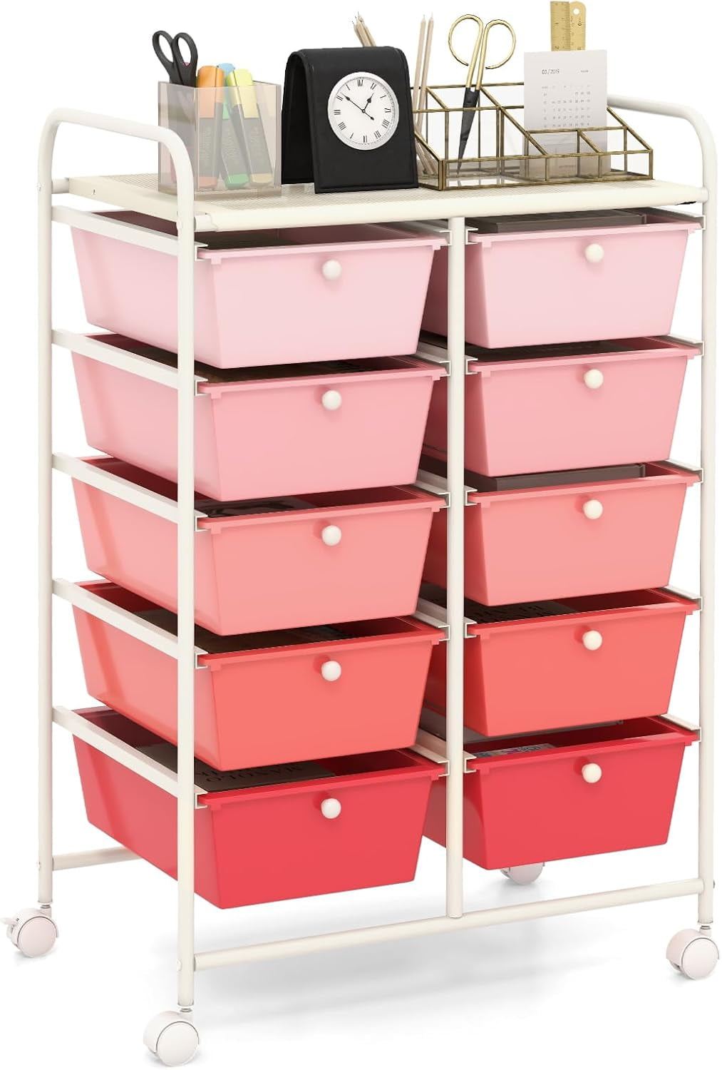 PINDEE Drawer Rolling Cart, Storage Carts with Removable Drawers ...