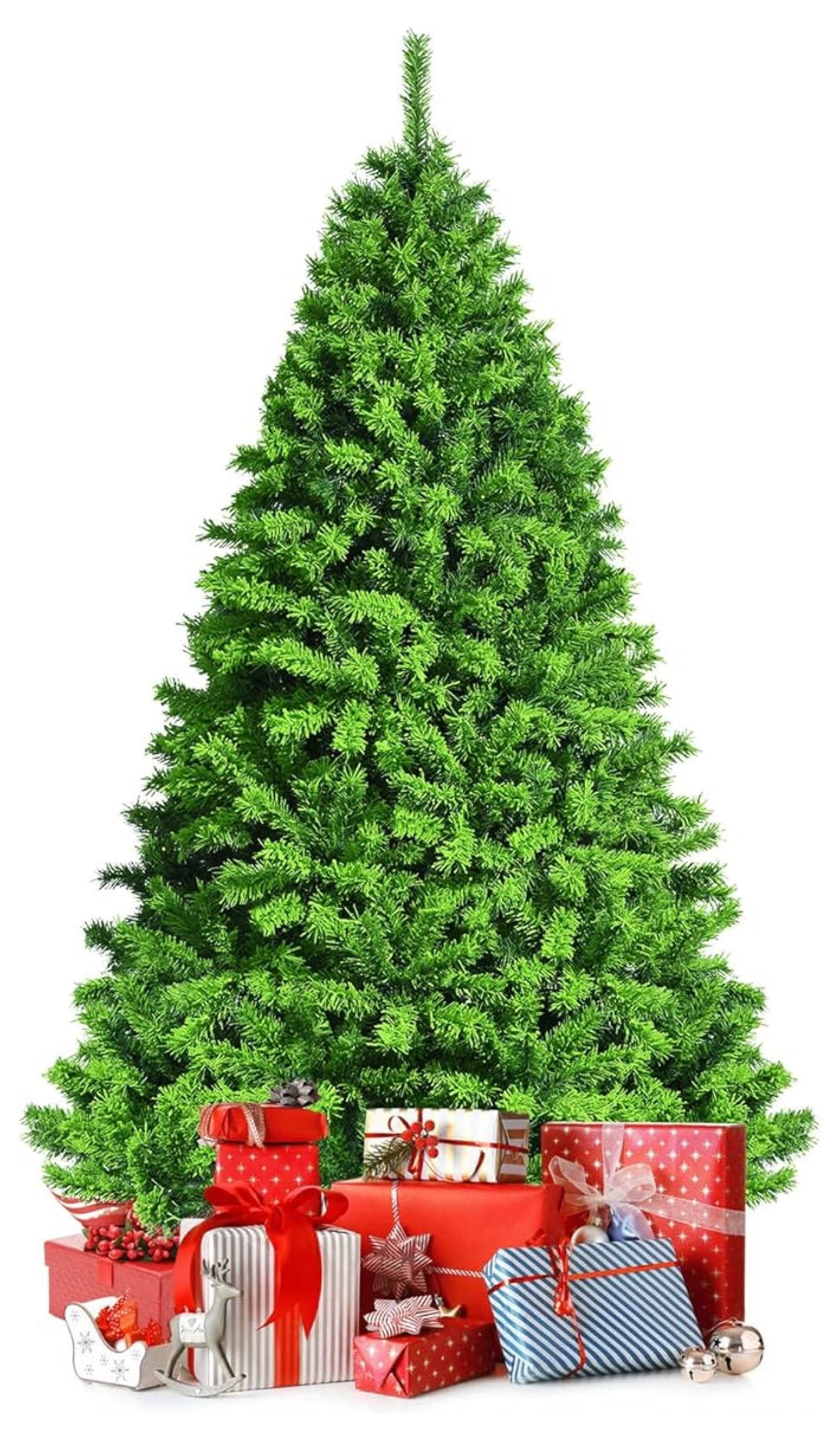PINDEE Flocked Christmas Tree in Green Color 7.5FT Verdant Realistic ...