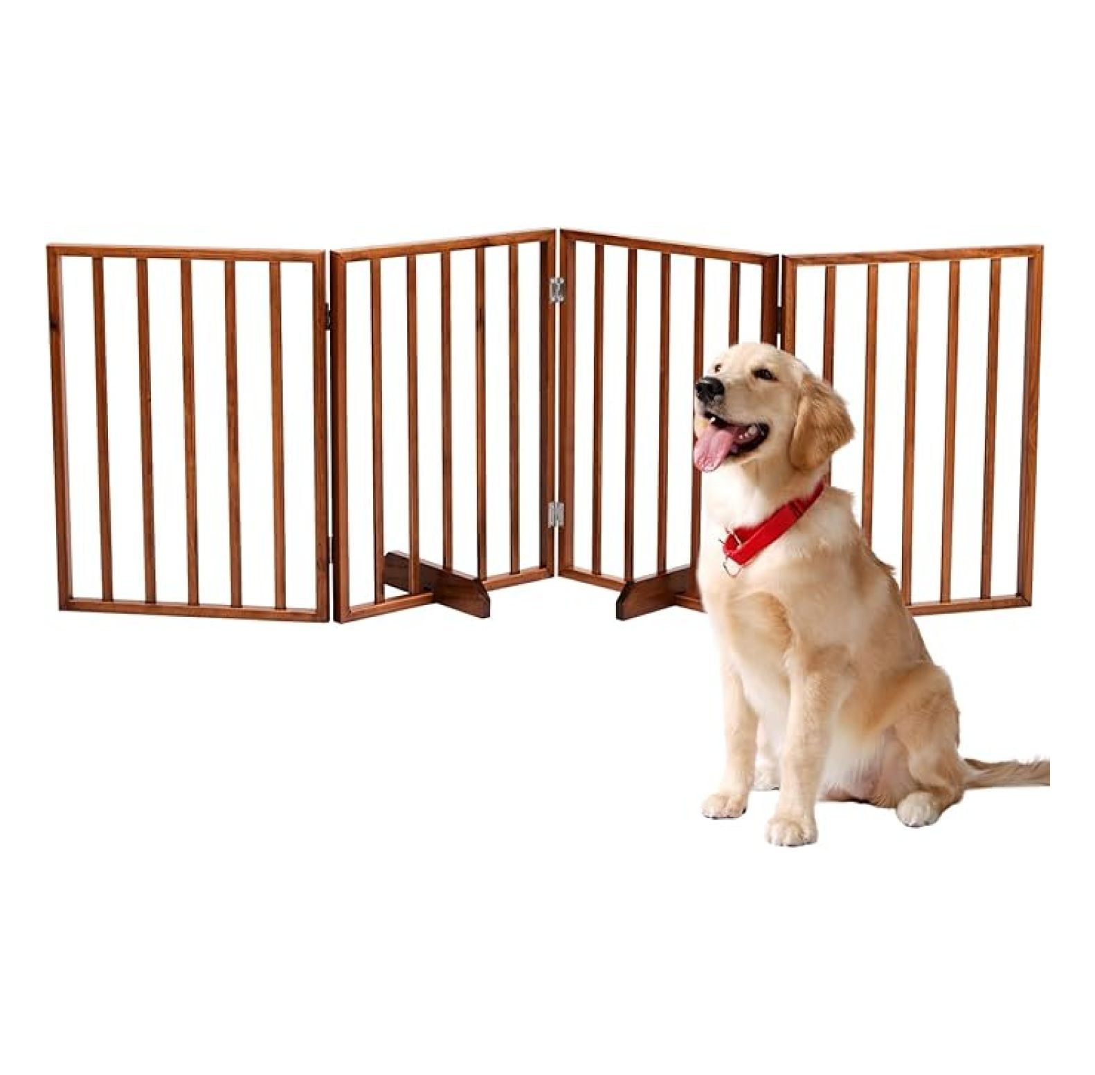 PINDEE Free Standing Dog Gate Indoor, Foldable Pet Gate for Dogs and ...