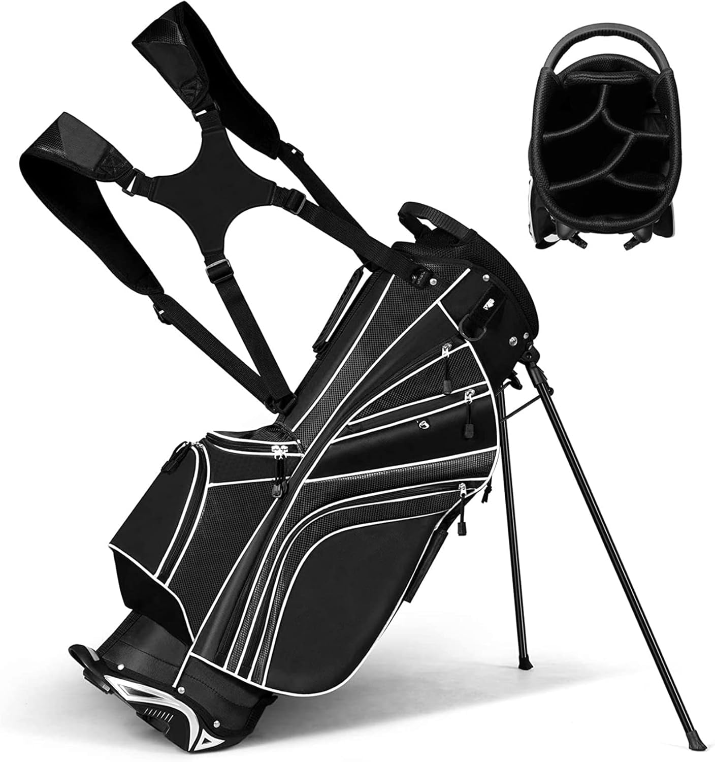 PINDEE Golf Stand Bag with 6 Way Top Dividers, Lightweight Golf Bag ...