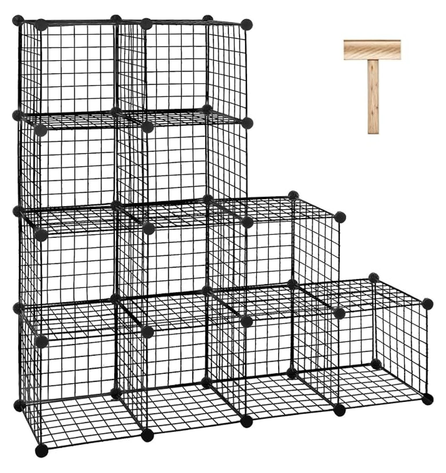 PINDEE Metal Wire Cube Storage Organizer, 12 Cubes DIY Modular Cabinet ...