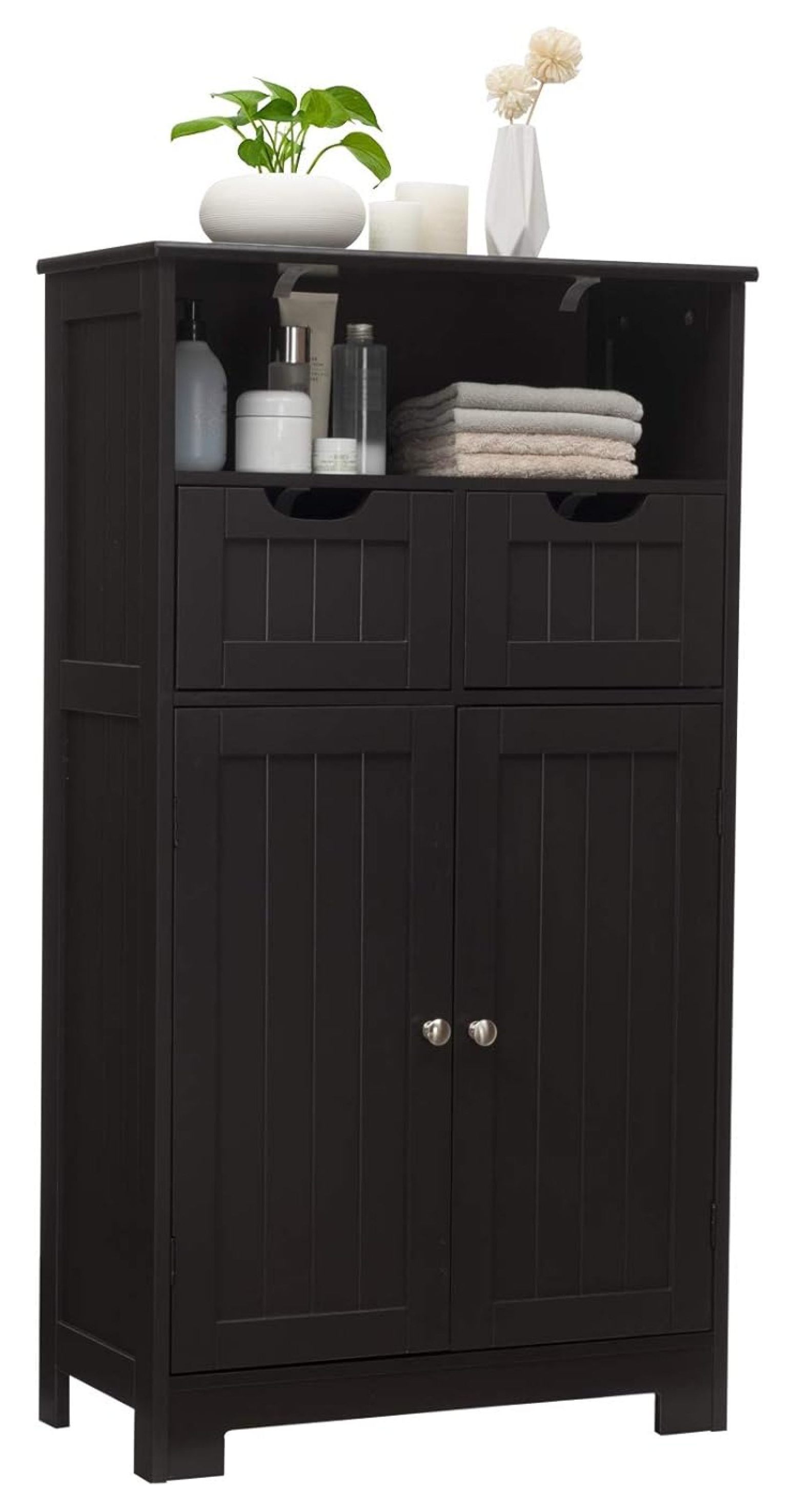 PINDEE Modern Bathroom Floor Cabinet, Storage Cabinet with Removable ...