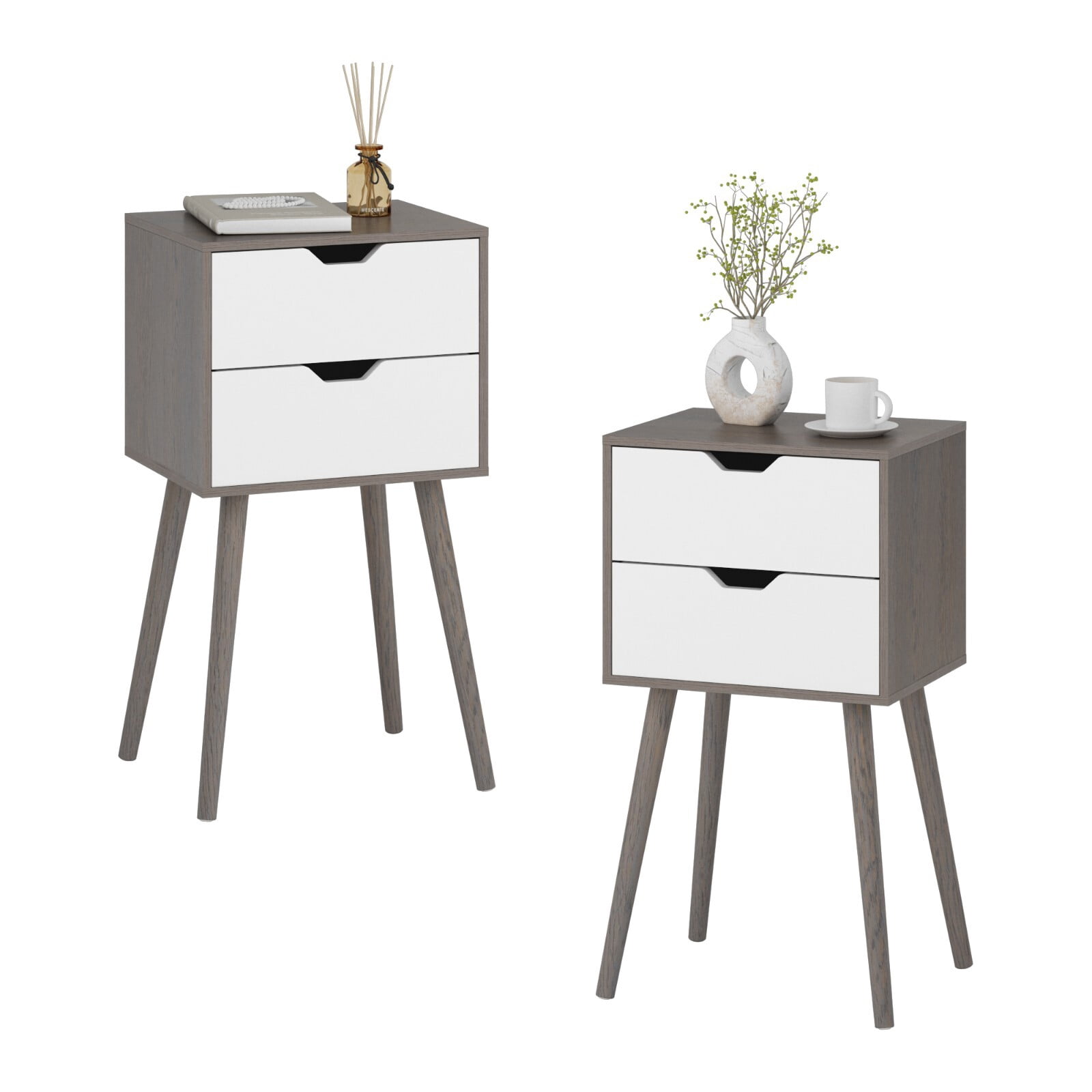 PINDEE Nightstands Set of 2, Night Stand with Drawers, Bedside Tables ...