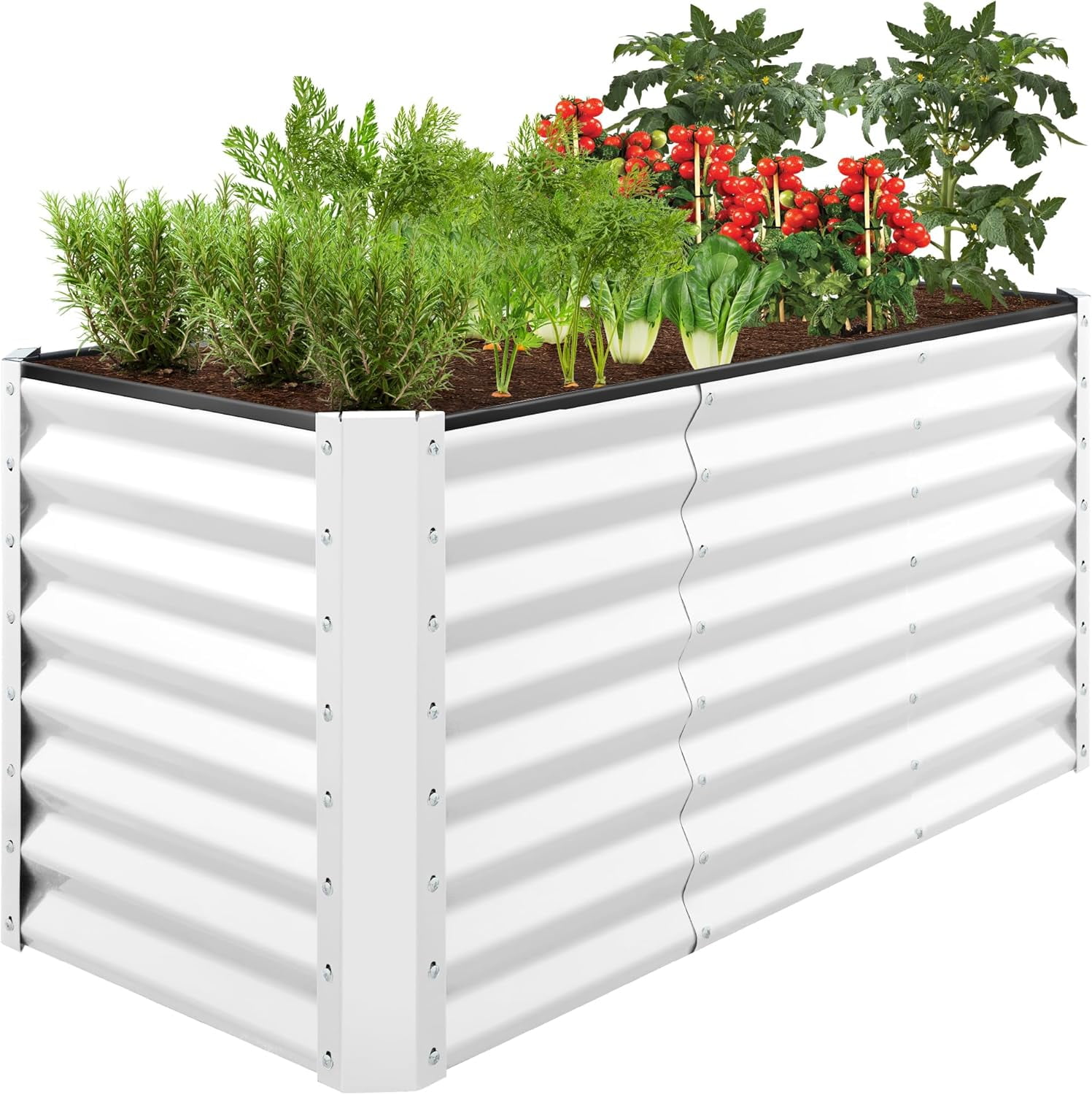 PINDEE Outdoor Metal Raised Garden Bed, Deep Root Box Planter for ...