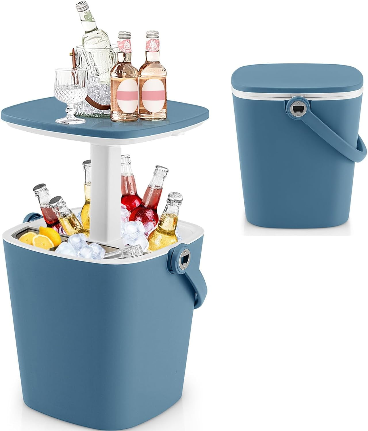 PINDEE Outdoor Side Table Cooler - 4 Gallon Portable Beer Wine Ice ...
