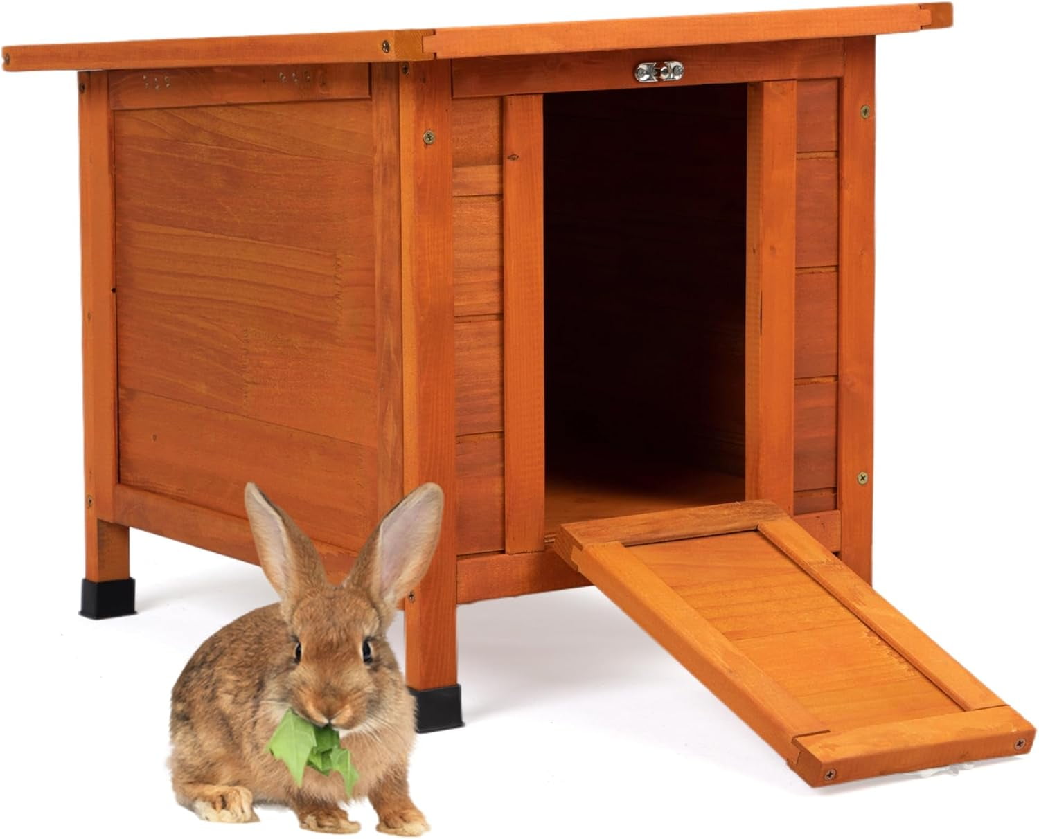 PINDEE Rabbit Hutch, Outdoor Cat House Weatherproof, Bunny Cage Indoor ...