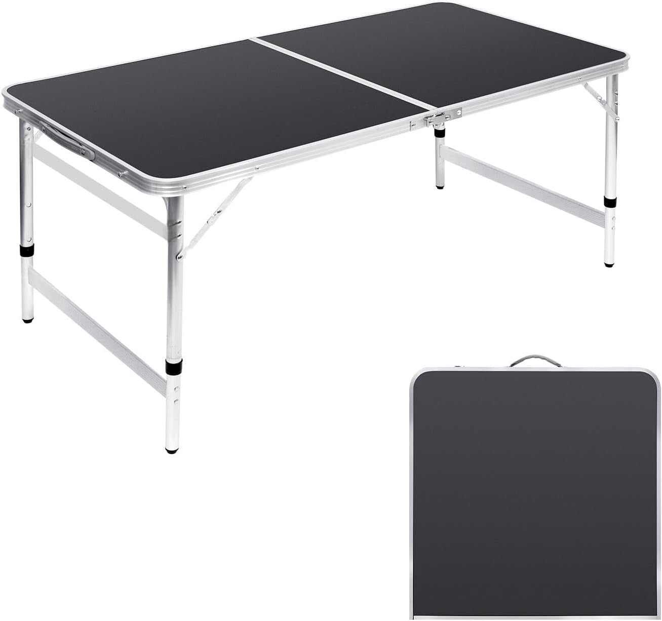 PINDEE Small Camping Table 4FT Folding Picnic Table Foldable Low Camp ...