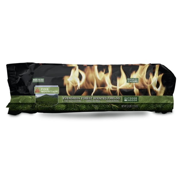 PINE MOUNTAIN Evergreen Forest Scented Firelogs, Single 3.8 lb Log ...