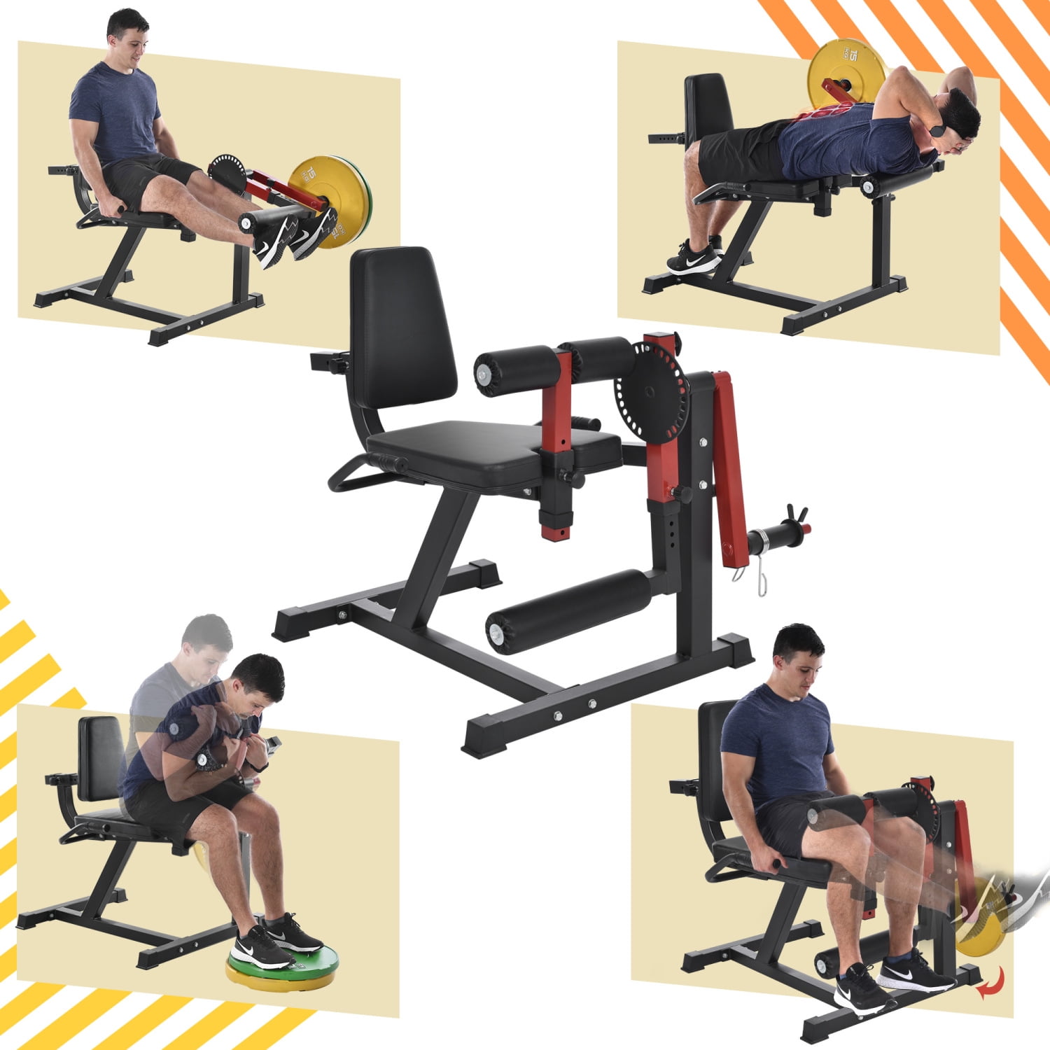 PINGCNG Adjustable Leg Extension and Curl Machine - Home Gym Leg ...